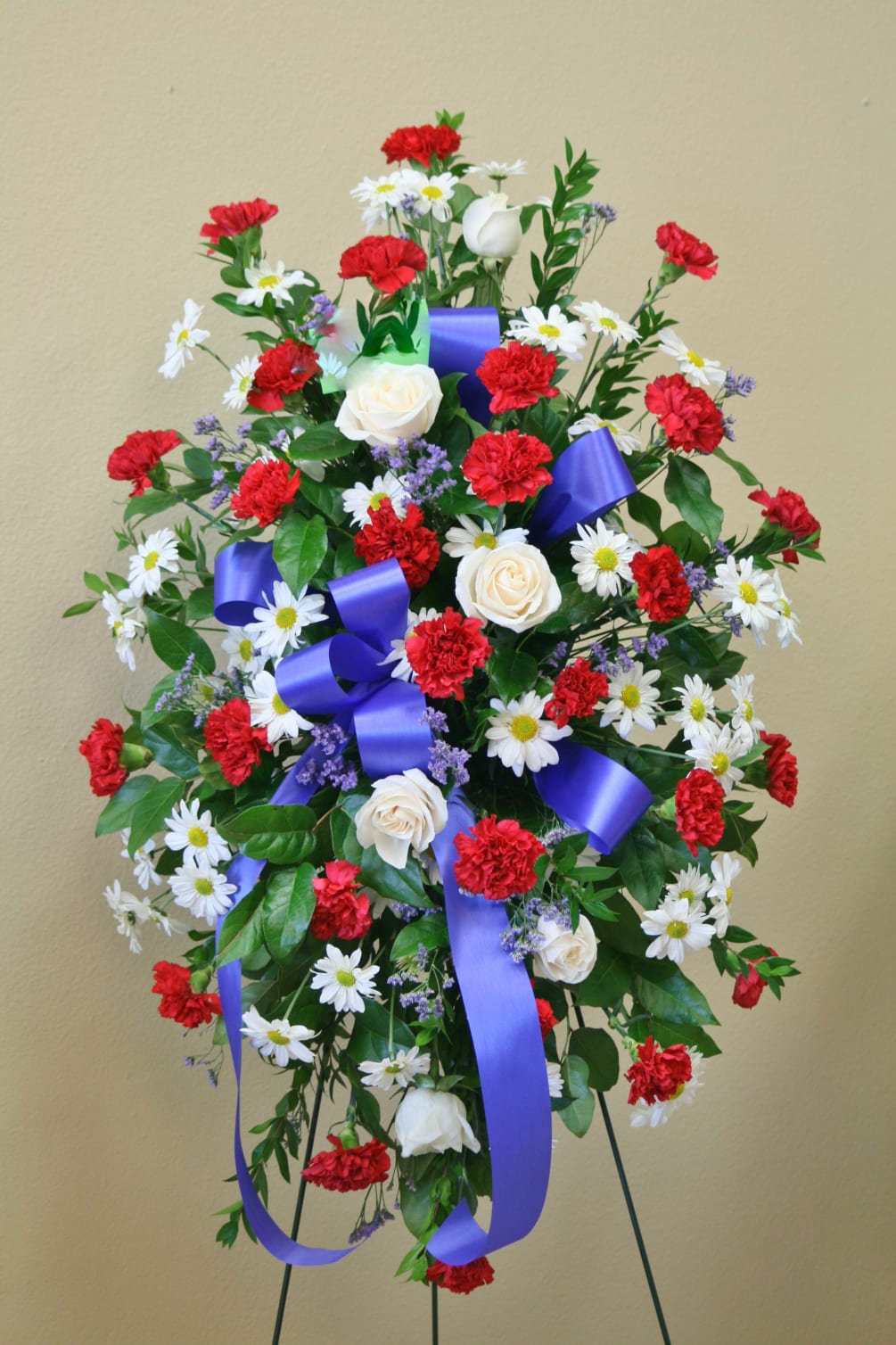 Patriotic Memorial Standing Spray by Willow Branch Florist of Corona