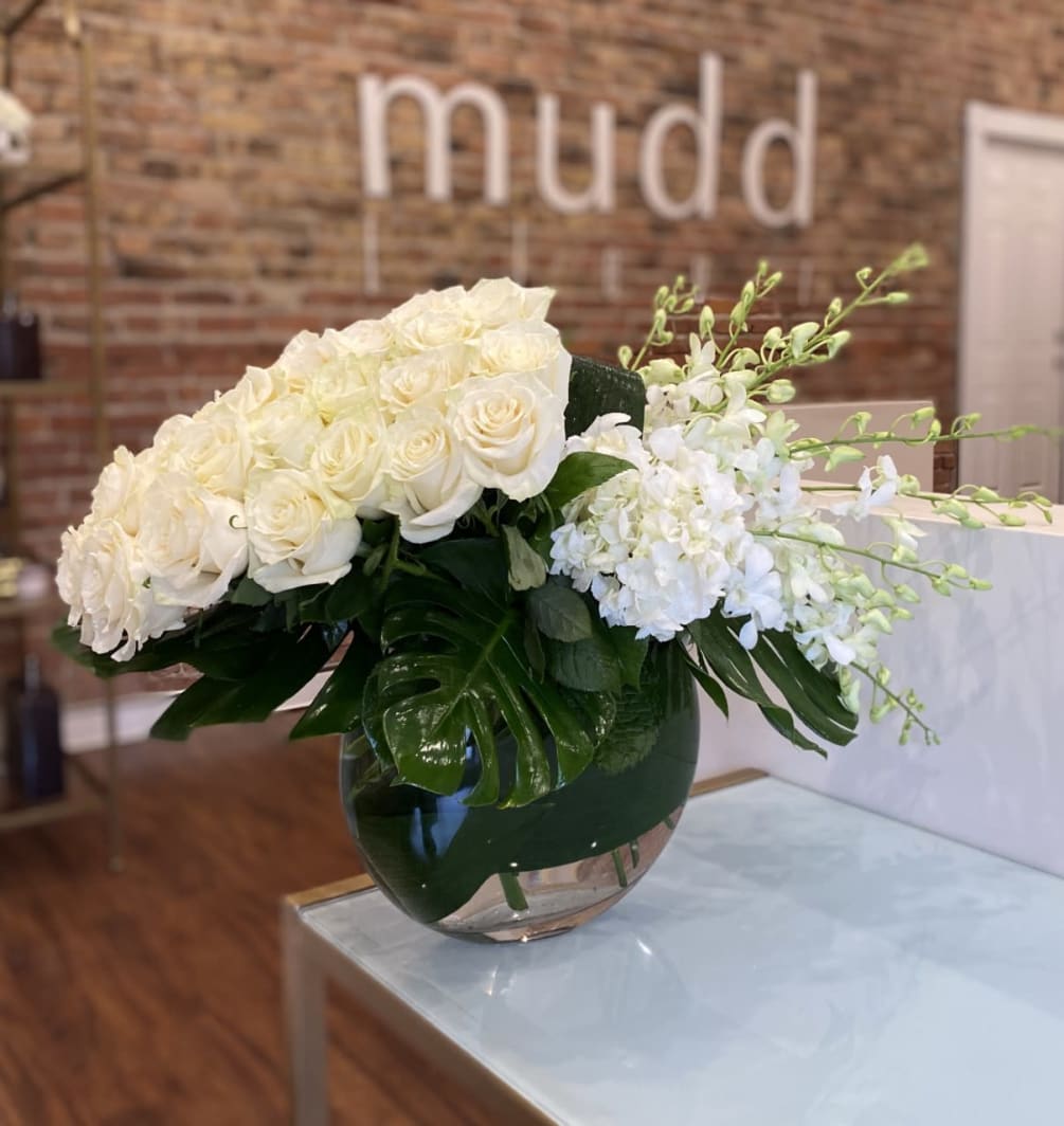 Two Dozen Roses and Orchids by Mudd Fleur