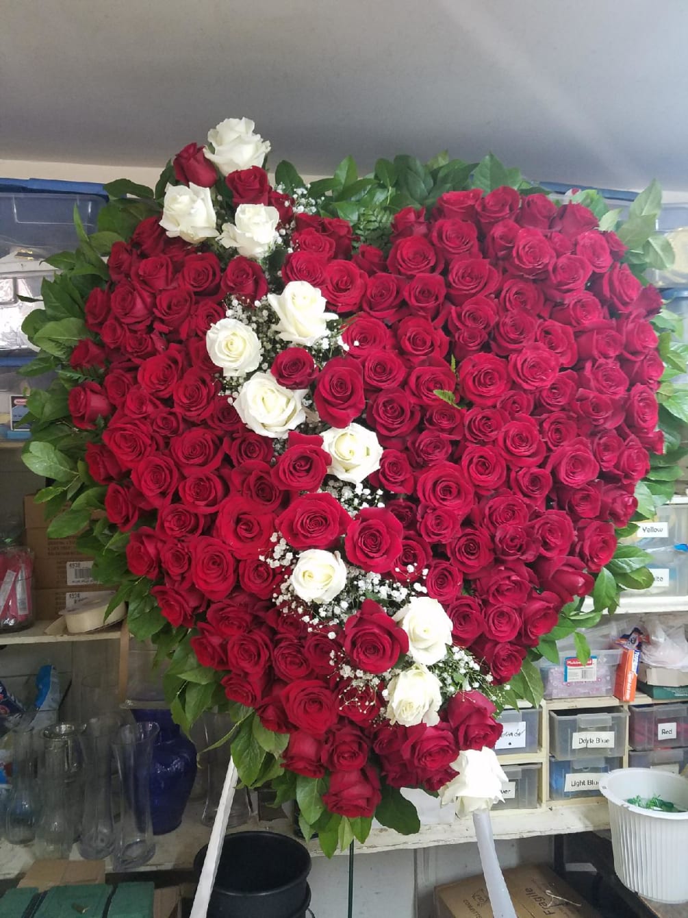 All rose standing heart by Bouquets and Baskets