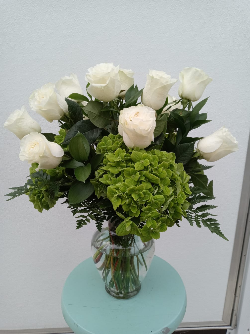 One Dozen White Roses by Misty Rose Flower Shop