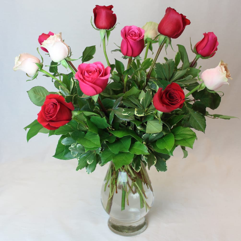 Mixed Dozen Long-Stemmed Roses by York Flowers
