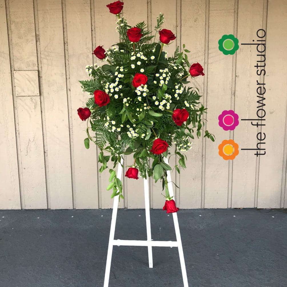 Traditional Roses Standing Spray by The Flower Studio