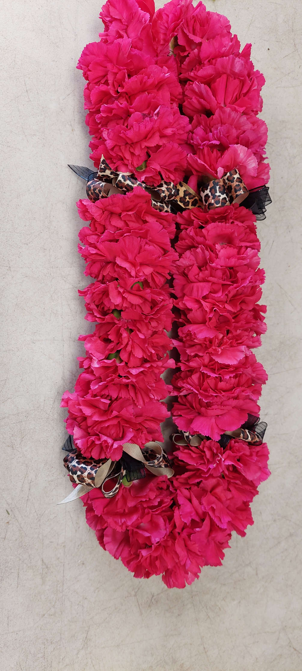 carnation Lei with ribbon by A White Lotus