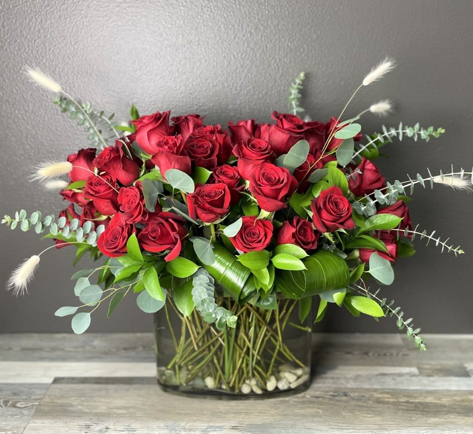 50 Red Roses by Flowers of the Field