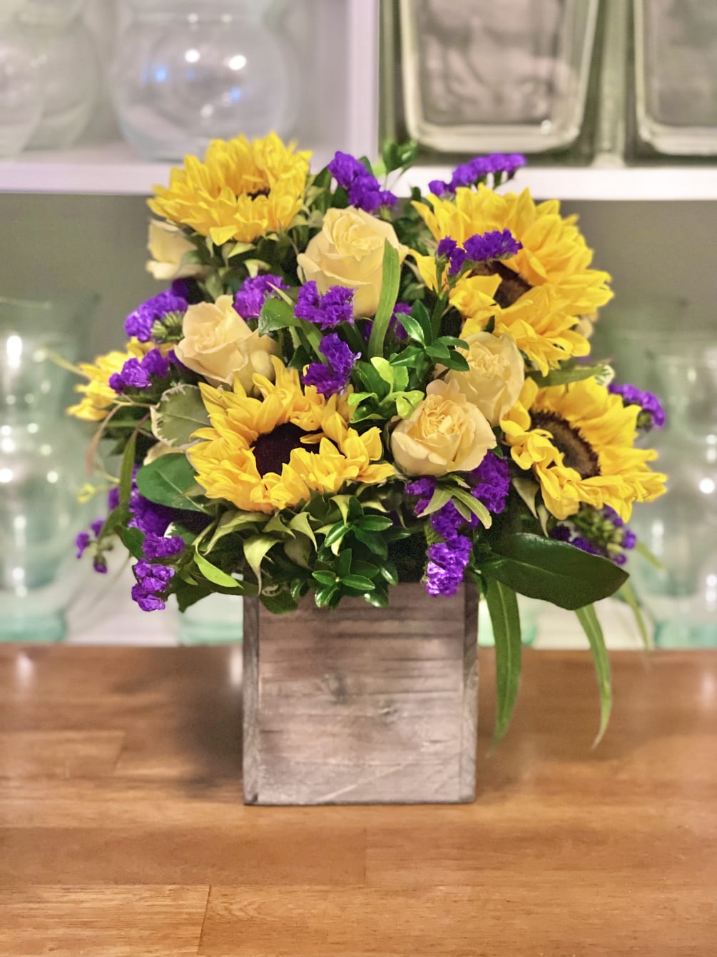 Rustic Sunflower Box by Beach Floral Designs