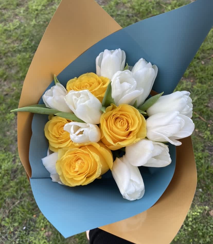 Tulips and roses by Magnolia Florist Florida