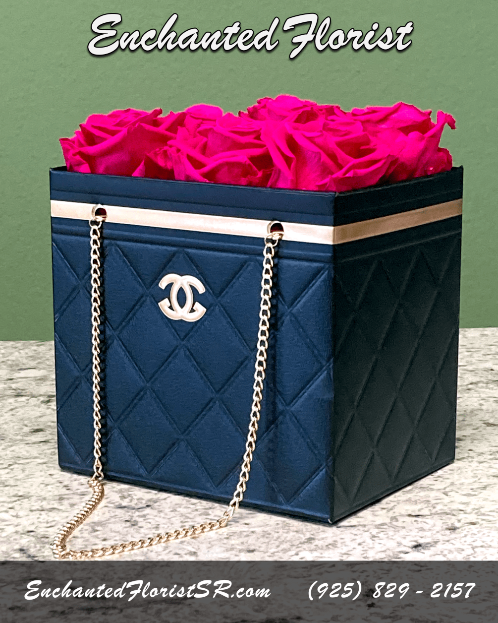 Everlasting Roses Handbag - Hot-Pink/Black - Preserved Roses by ...