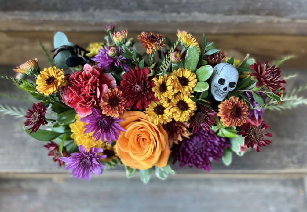Custom Day of the Dead Bouquet or Low Arrangement by Stella Grey Blooms