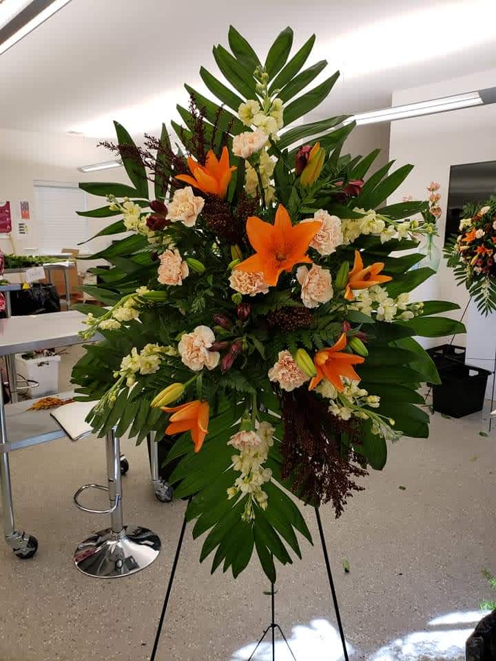 funeral stand by Beverly Hills Floral Design Center