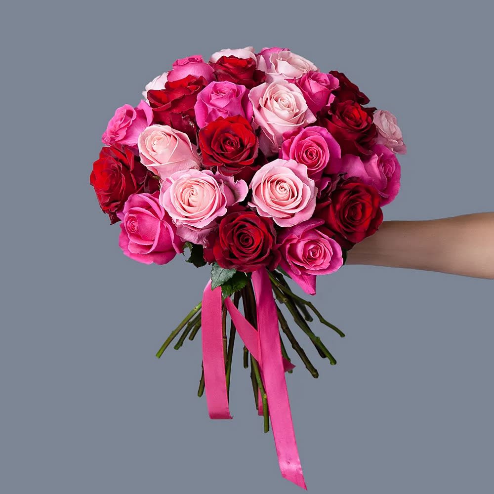 2 Dozen Roses Red-Pink Mix by Floral Savour