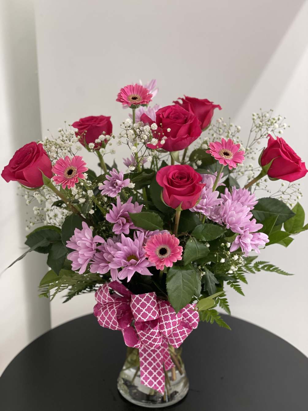 Happy Hot pink Rose Vase by Angel One Floral and Gifts