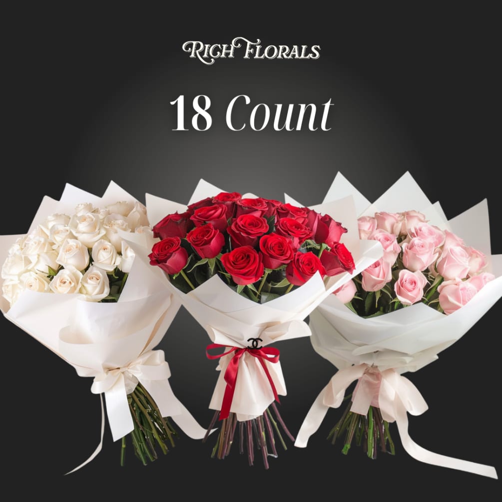 18 Count Rose Bouquet by Rich Florals