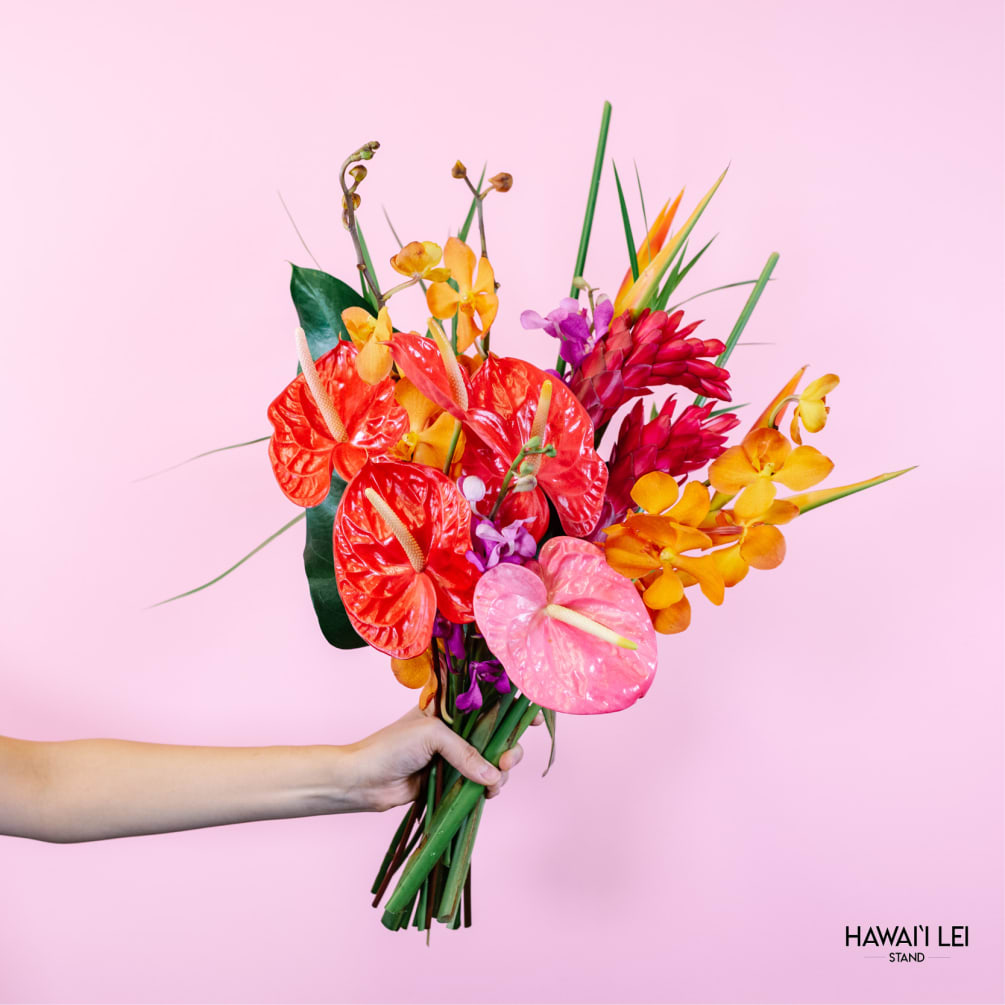 The Tropical Bouquet Seasonal Flowers Vary The Deluxe 14 18 Stems by Beretania Florist