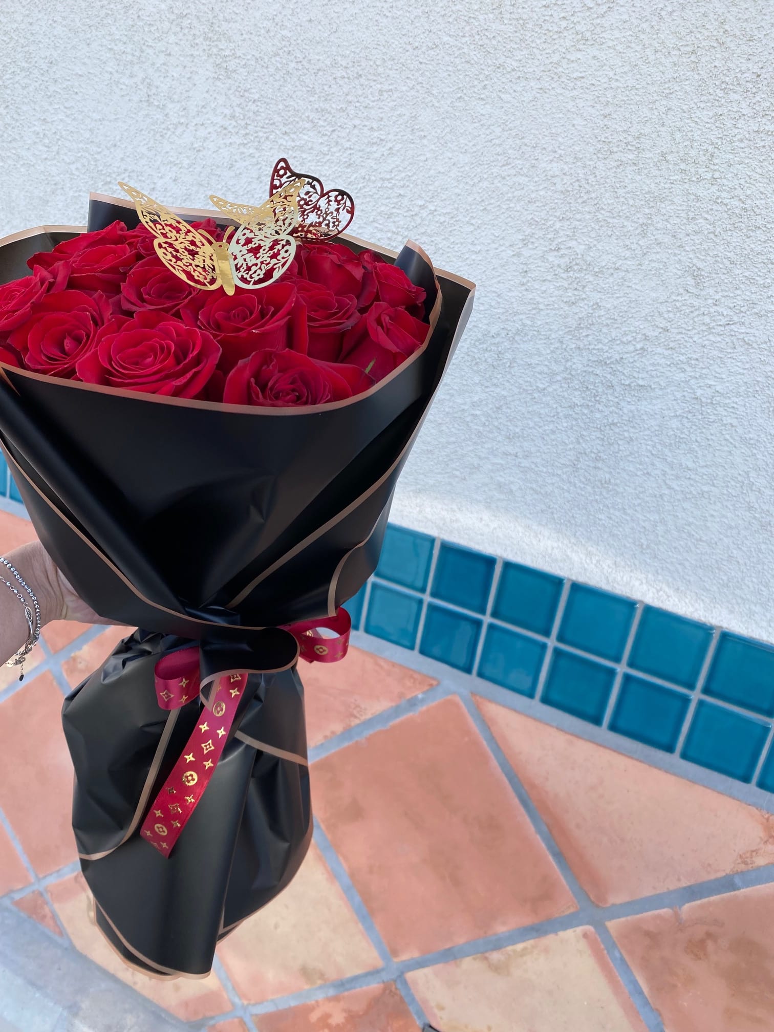 Wrapped roses bouquet RED in Highland, CA | Hilton's Flowers