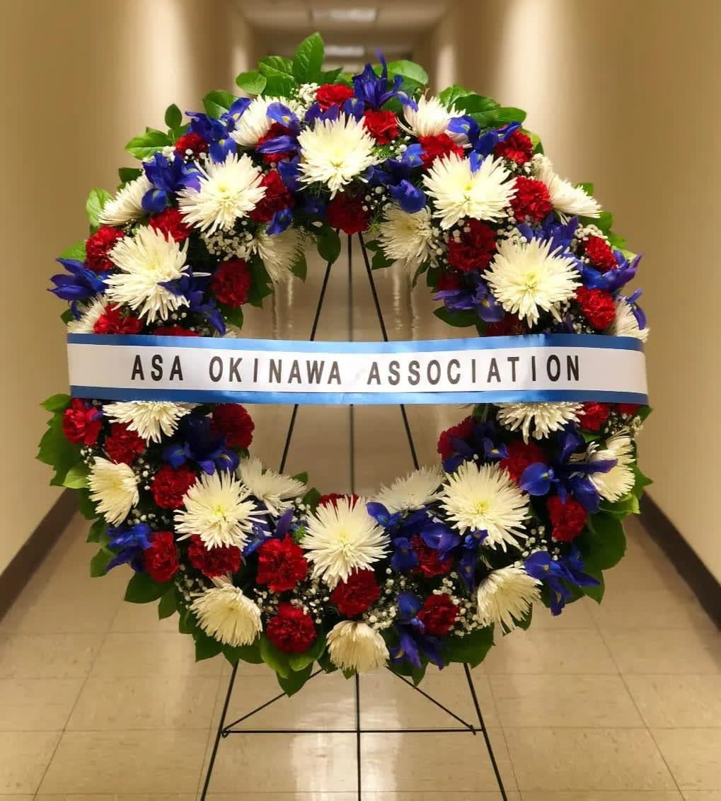 36" PREMIUM HOPE AND HONOR WREATH WITH IRISES AND BANNER in Arlington ...