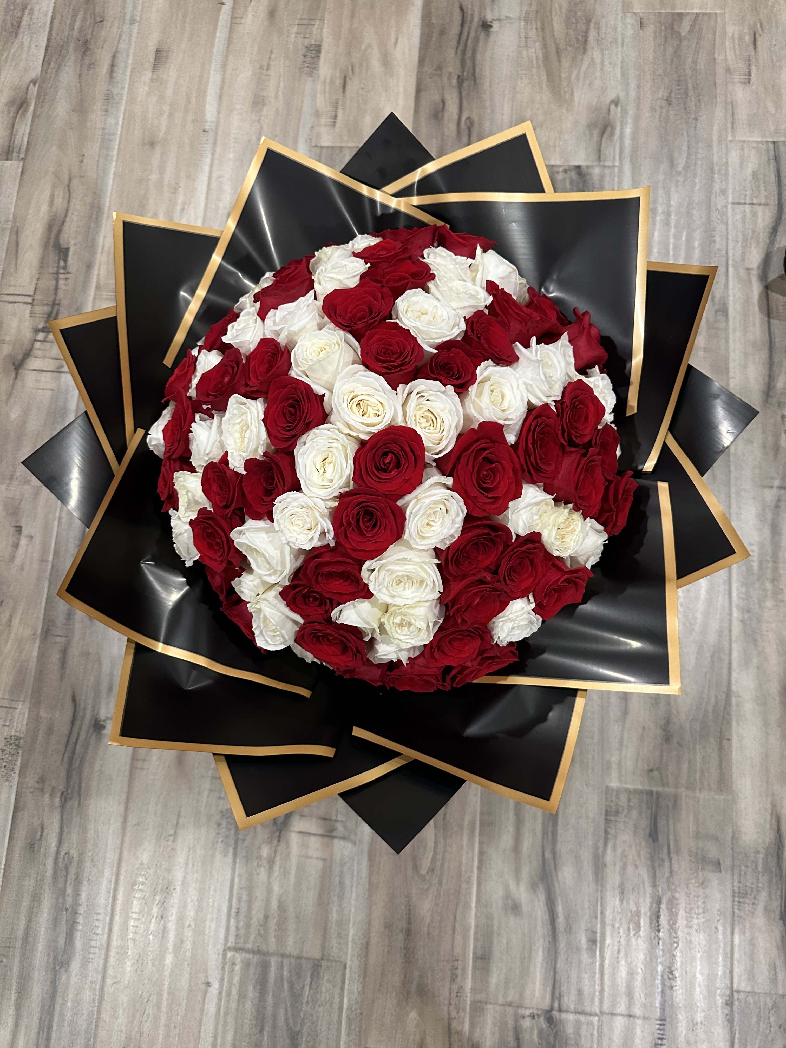 White and Red bouquet in ORANGE, CA | Yadilynn's Flowers