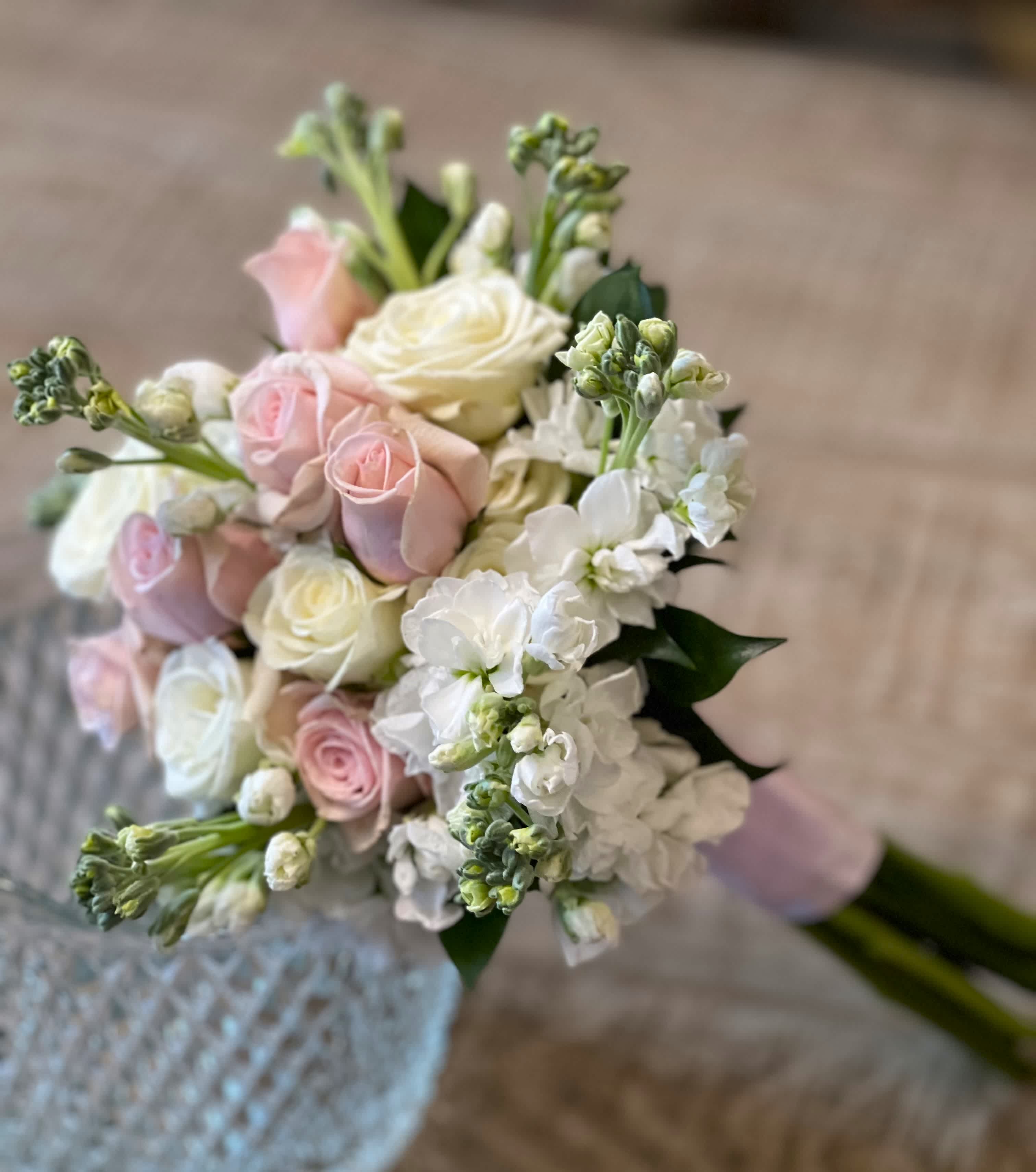 White & Blush Petite Prom Bouquet in Cooper City, FL | De La Flor ...