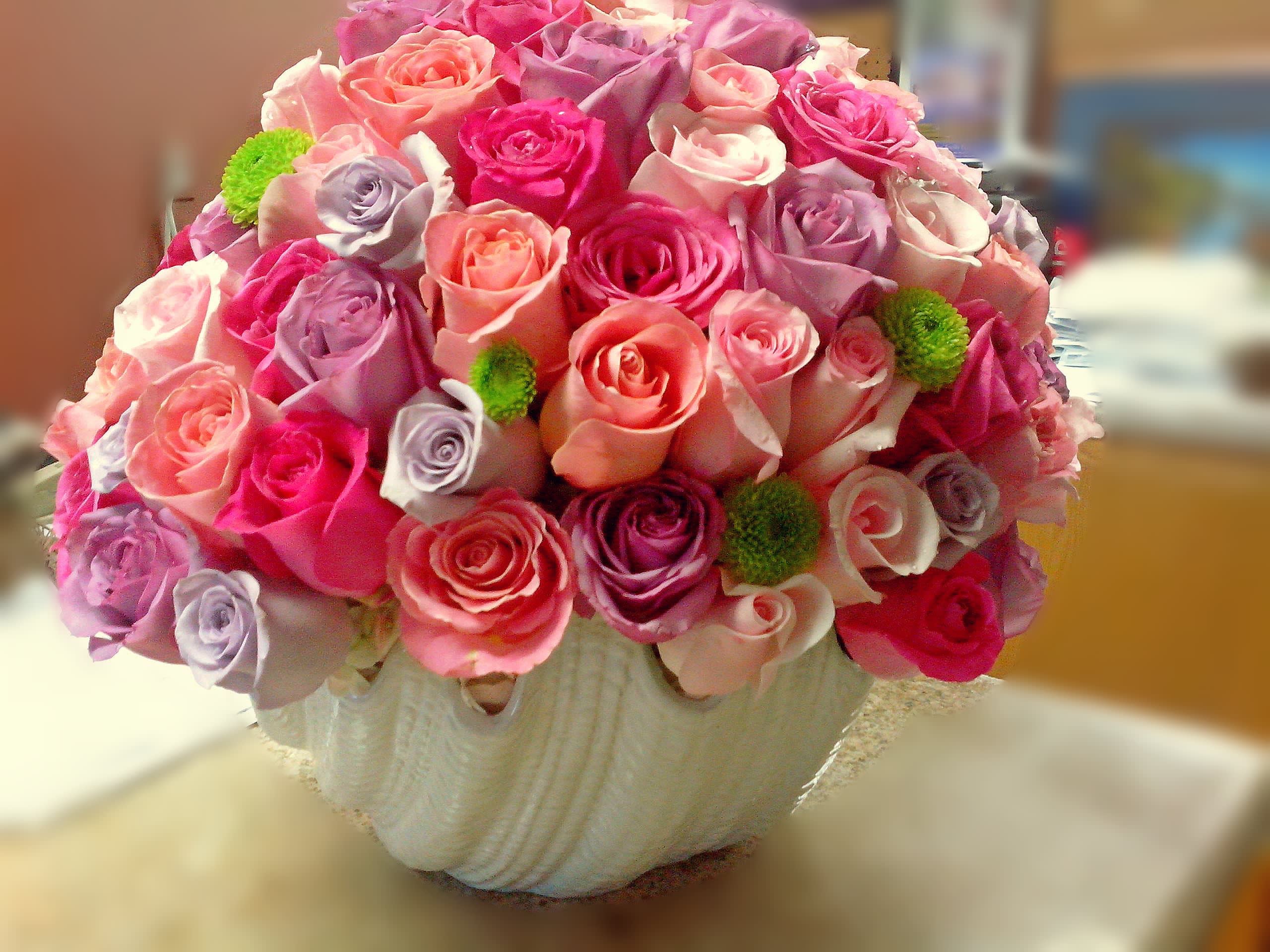 Roses in a Half Shell in Long Beach, CA | Beach Floral Designs