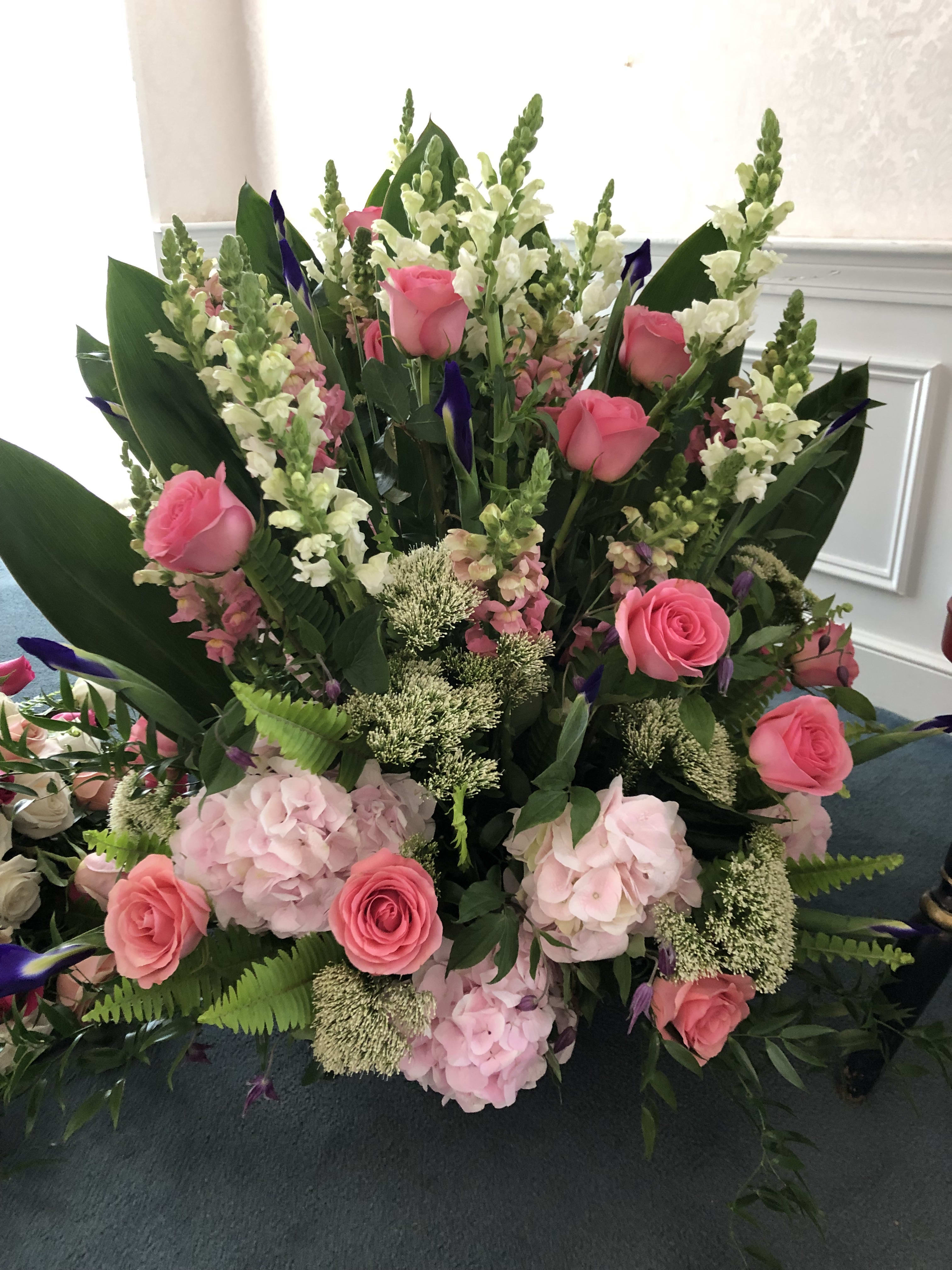 Classy Pink Sympathy Piece in Medway, MA | Luna's Flower Shop