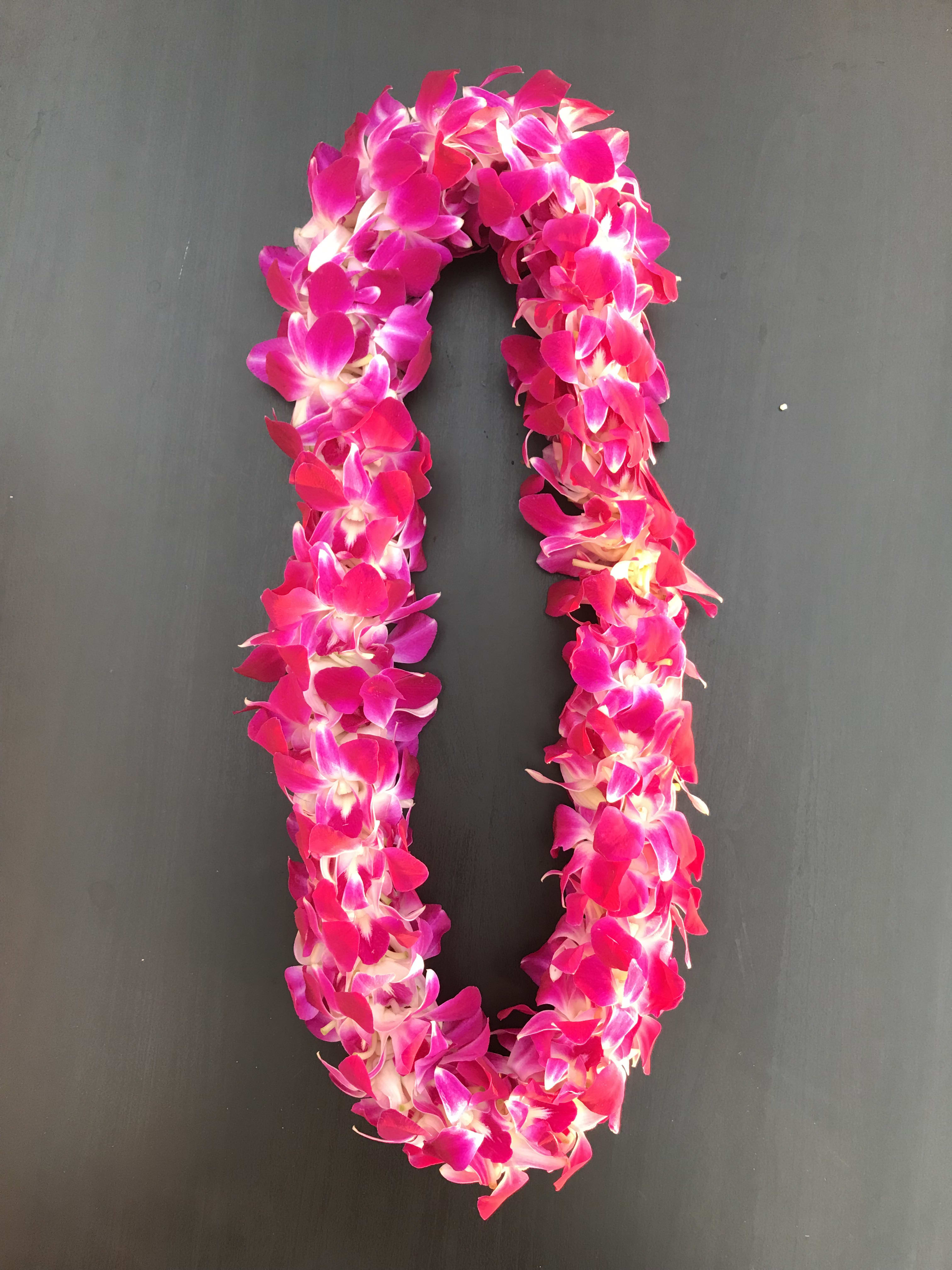 Purple Double Orchid Lei in Gardena, CA | Kiku Florist & Gifts