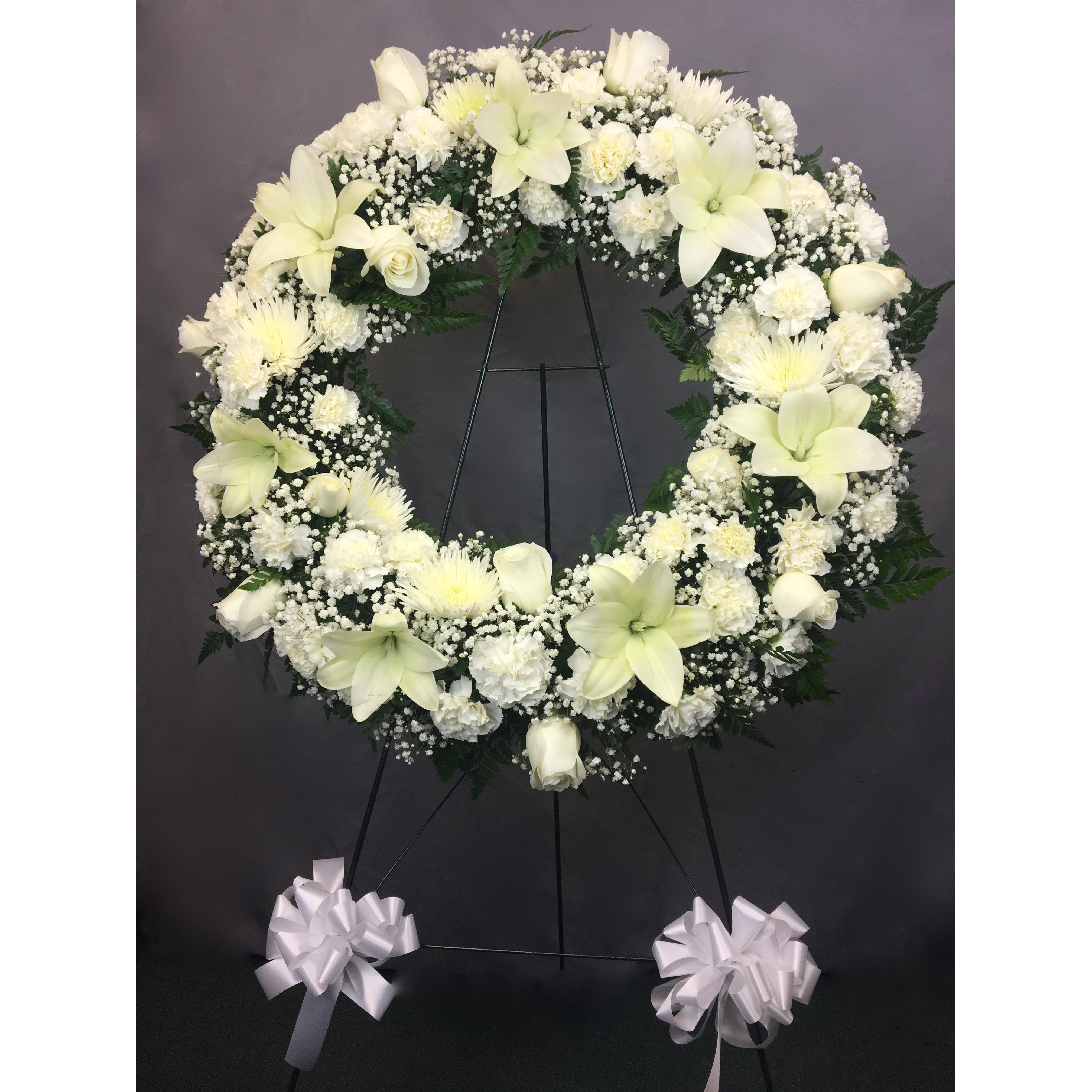 Wreath- All White- Large in Dallas, TX | I Love Roses Florist