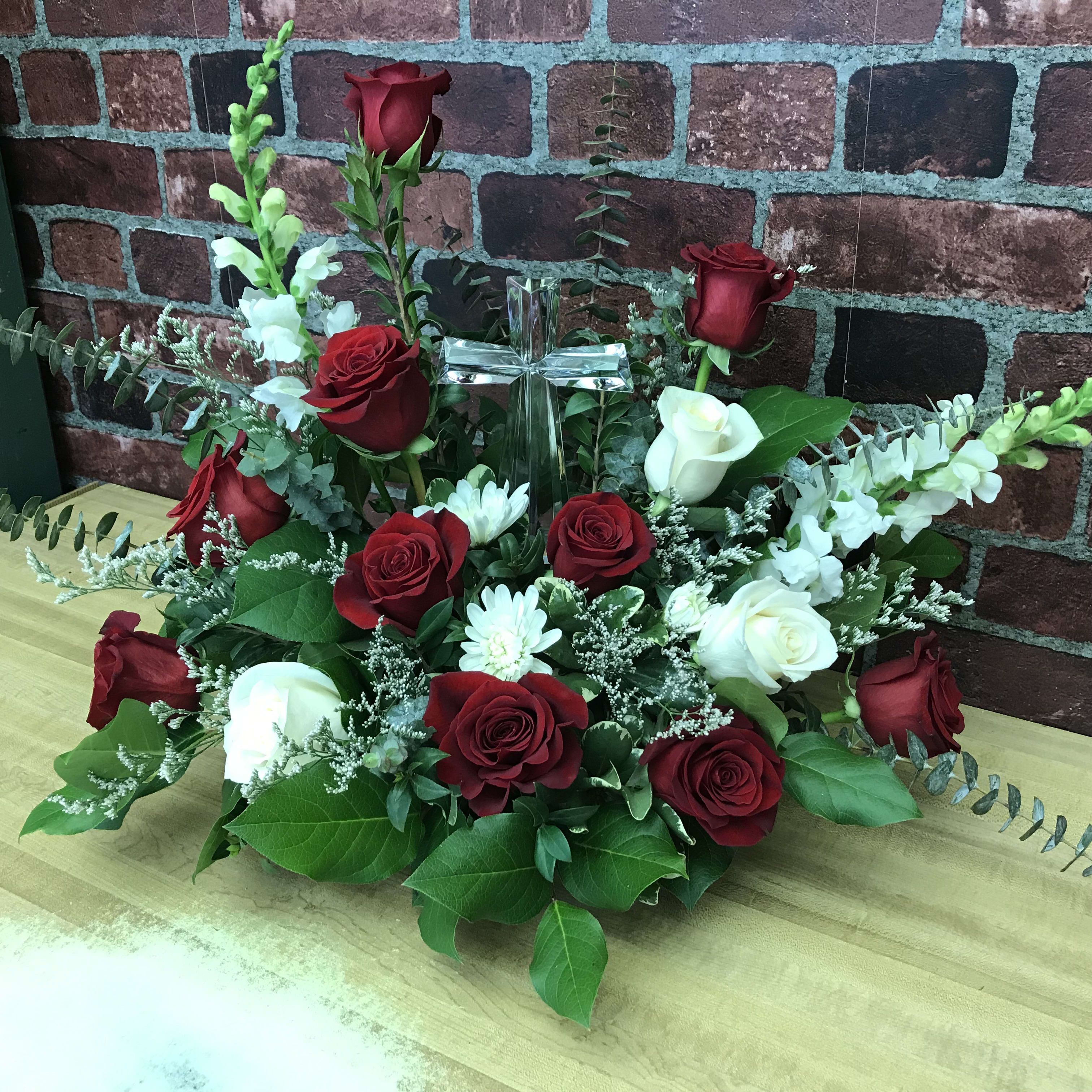 Red Rose Crystal Cross in Peoria, IL | Prospect Florist
