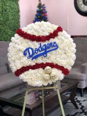 Funeral Standing Spray Dodgers Baseballby Rosemantico Flowers