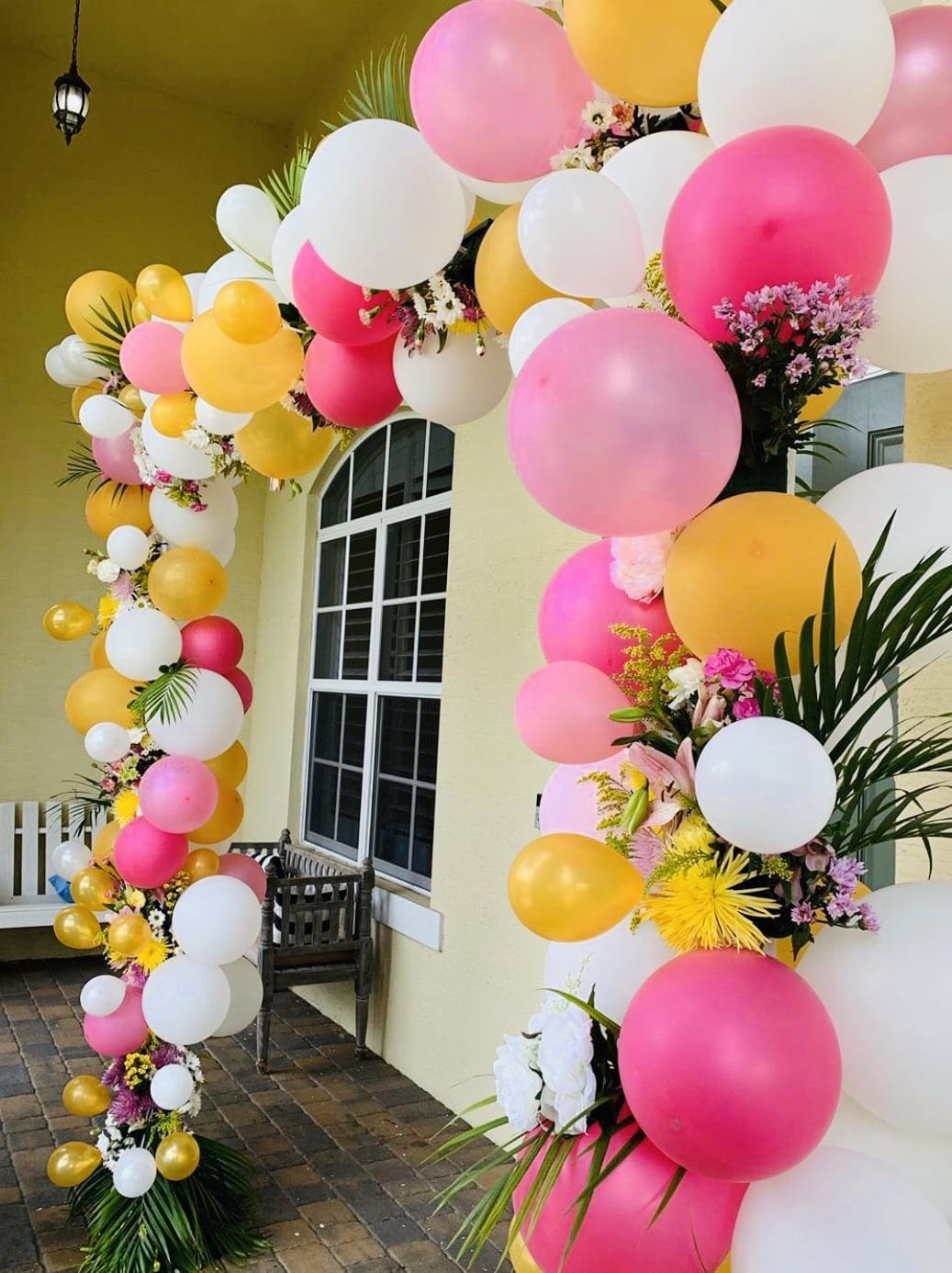 Fresh flower/balloon square arch in Hollywood, FL | Event Designing by Ella