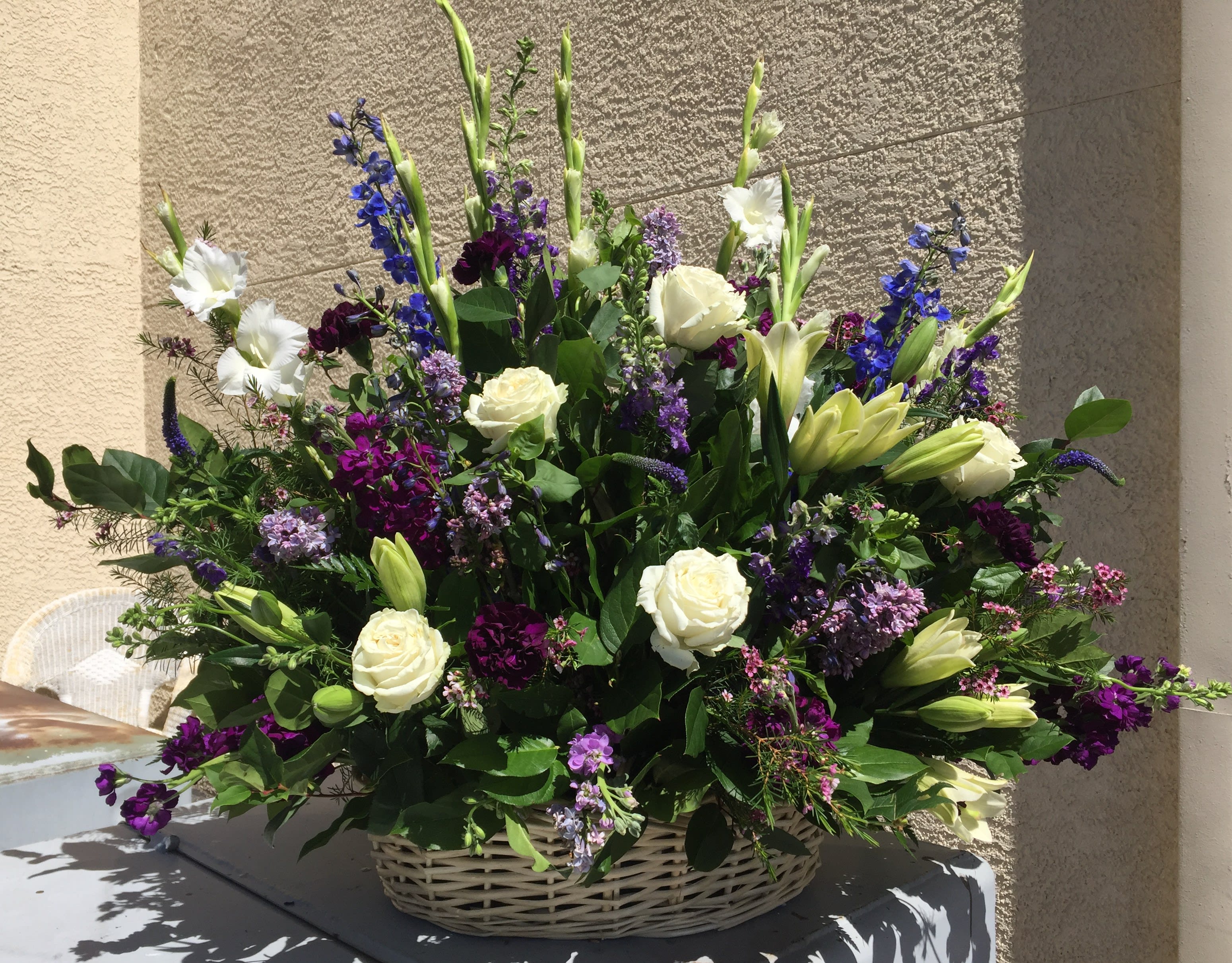 Violet Meadows - Flower Basket by Sun City - Summerlin Florist