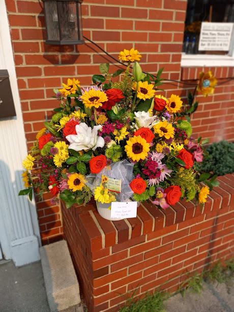 Multicolor Bright Sympathy Floor Basket by Flowers Your Way