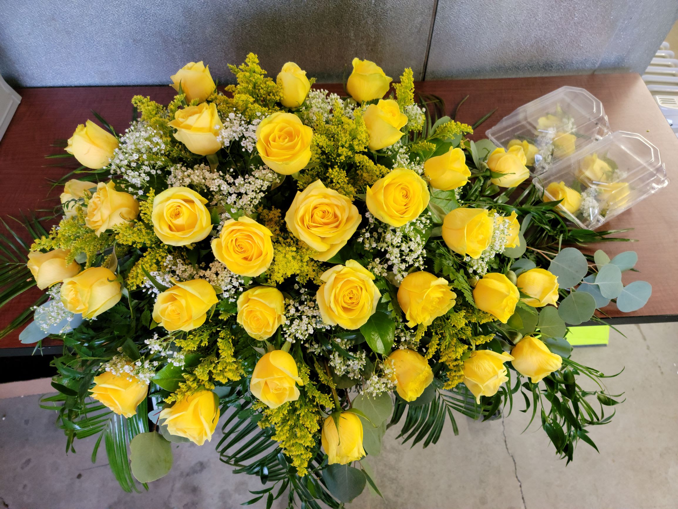 Yellow Rose Casket Spray in Bel Air, MD | Flowers by Fiore