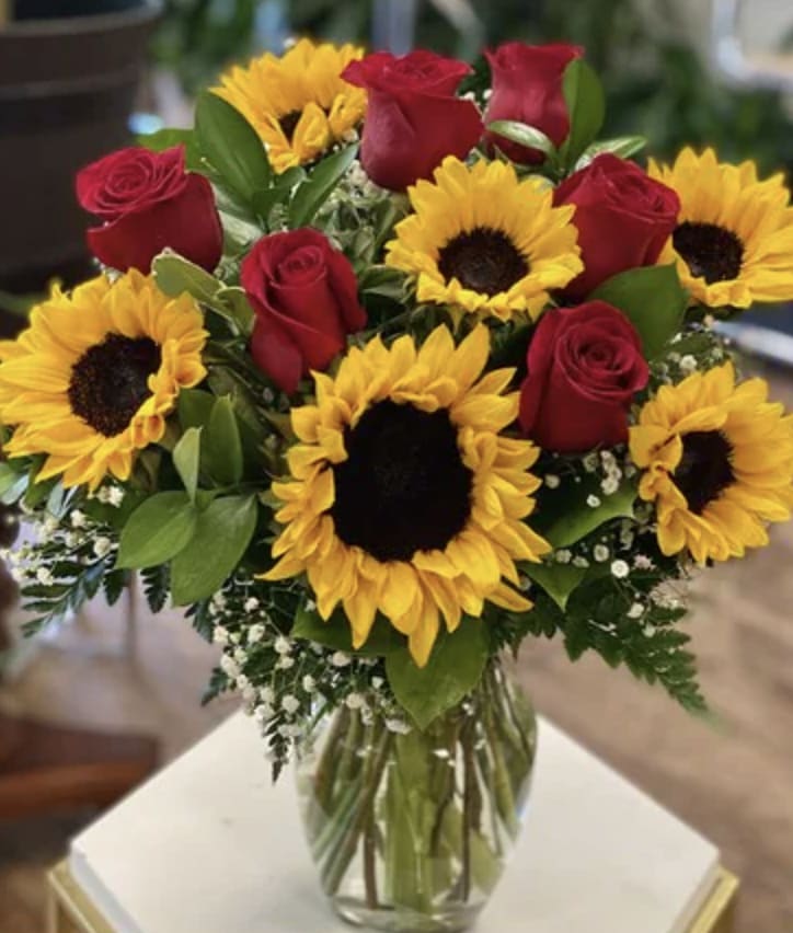 Accent on Roses and Sunflowers by Accent On Flowers Florist Flower Delivery