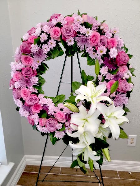 Serene Blessings Pastel Standing Wreath in La Porte, TX | THE FLOWER ...