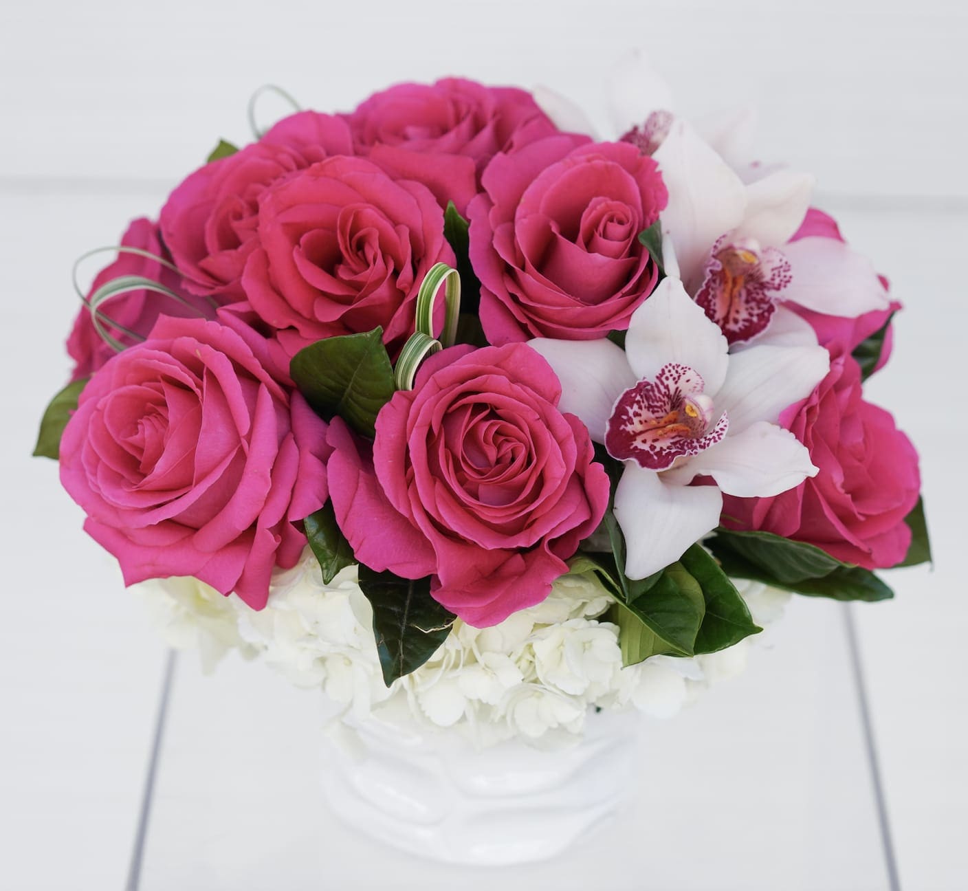 Palos Verdes - Hot Pink Roses and Orchid Blooms in Torrance, CA | Andes ...