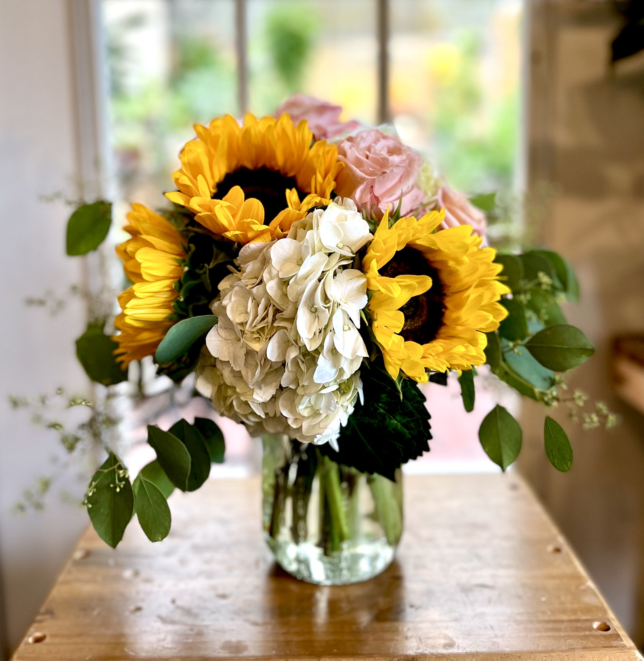 Sunflower Mason Jar in Vineland, NJ | The Flower Shoppe
