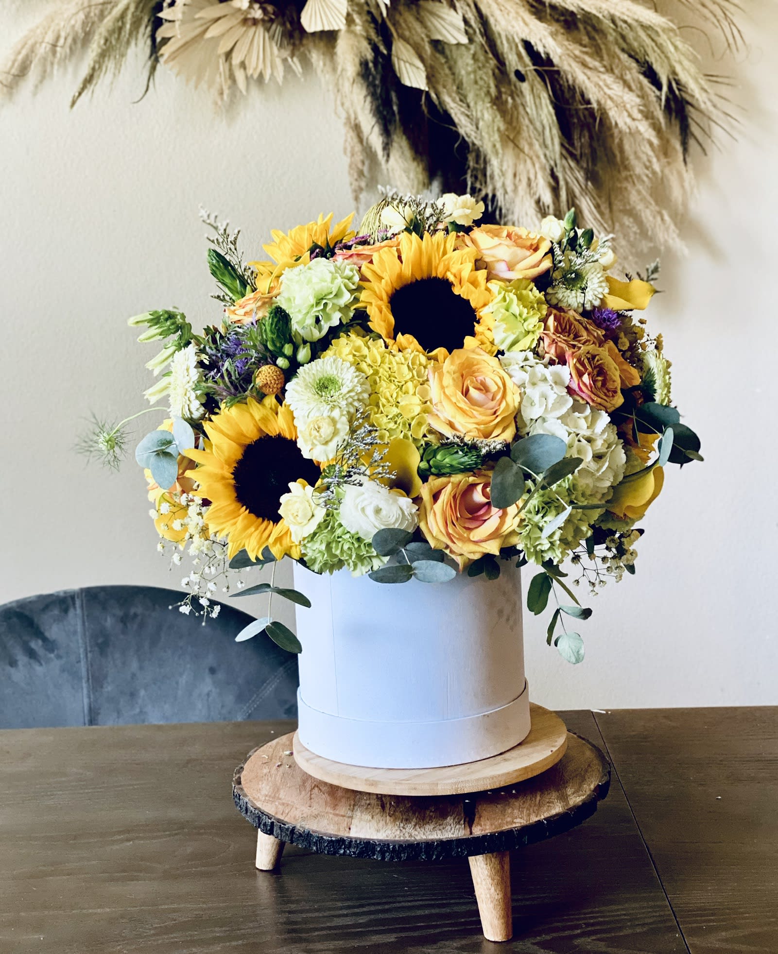 Yellow Mellow Sunflower Garden Flower Box by Blomme Te Amo