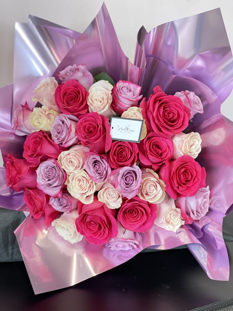 Berry Roses Bouquet by Steel Stem Floral