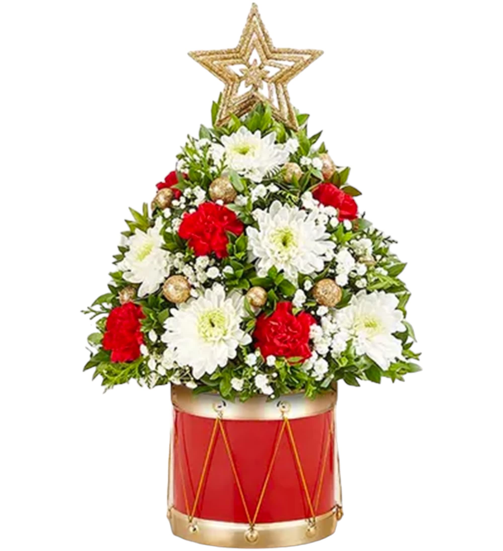 Holiday Flower Tree Arrangement Little Drummer by Ninfa's Flowers
