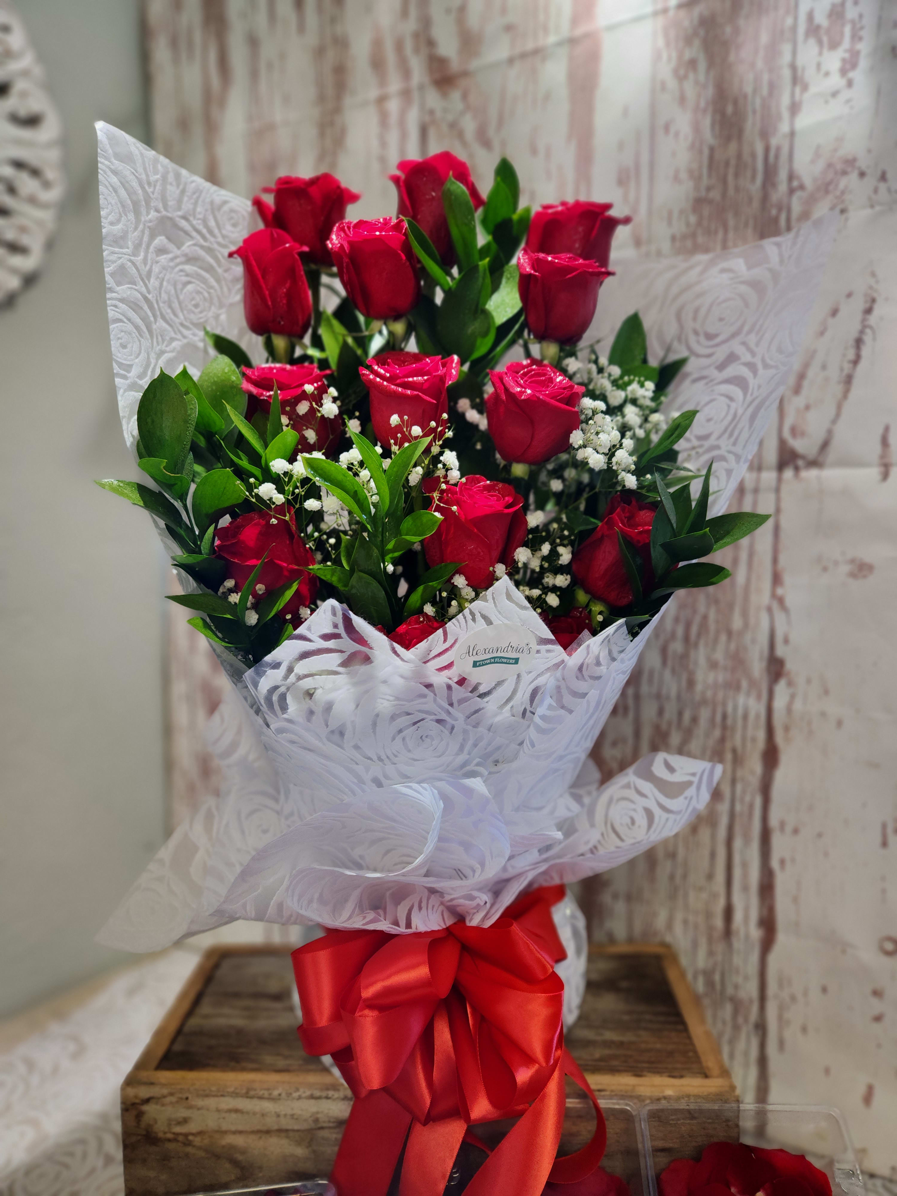 Cupid Warpped Roses Arrangement by Alexandria's Flowers