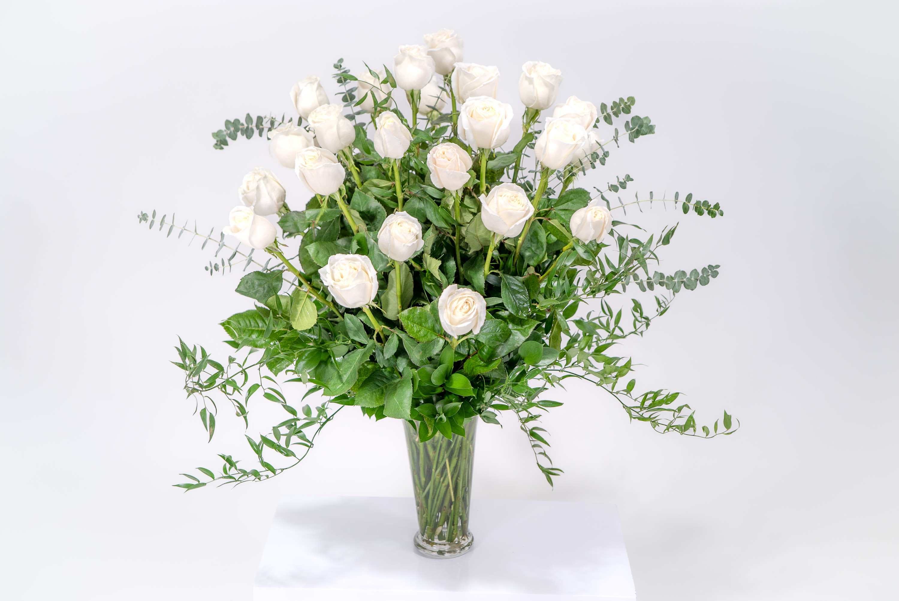 Two Dozen White Roses by Love's Flower Shop