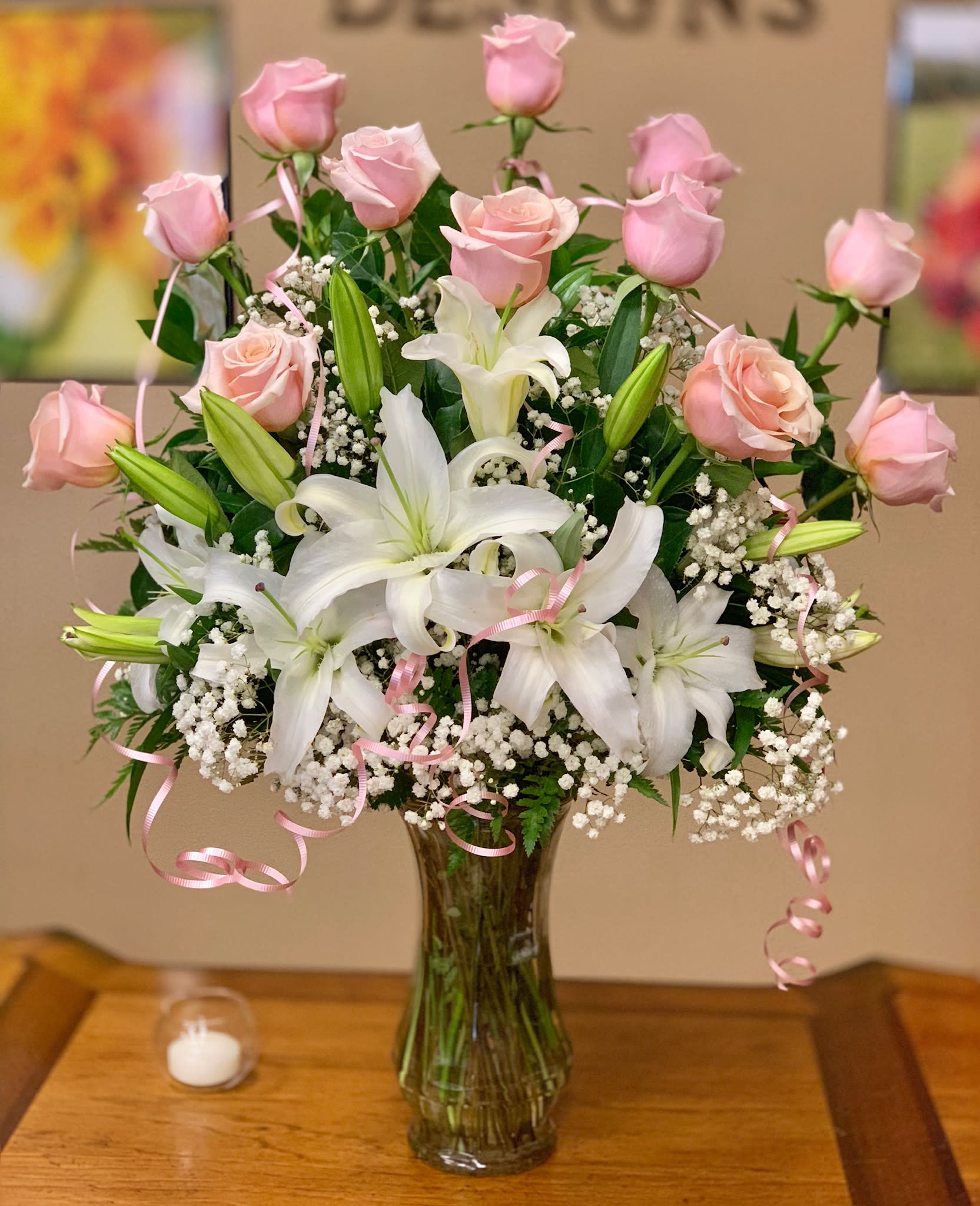 Pink Roses and White Lilies in Las Vegas NV VIP Floral Designs