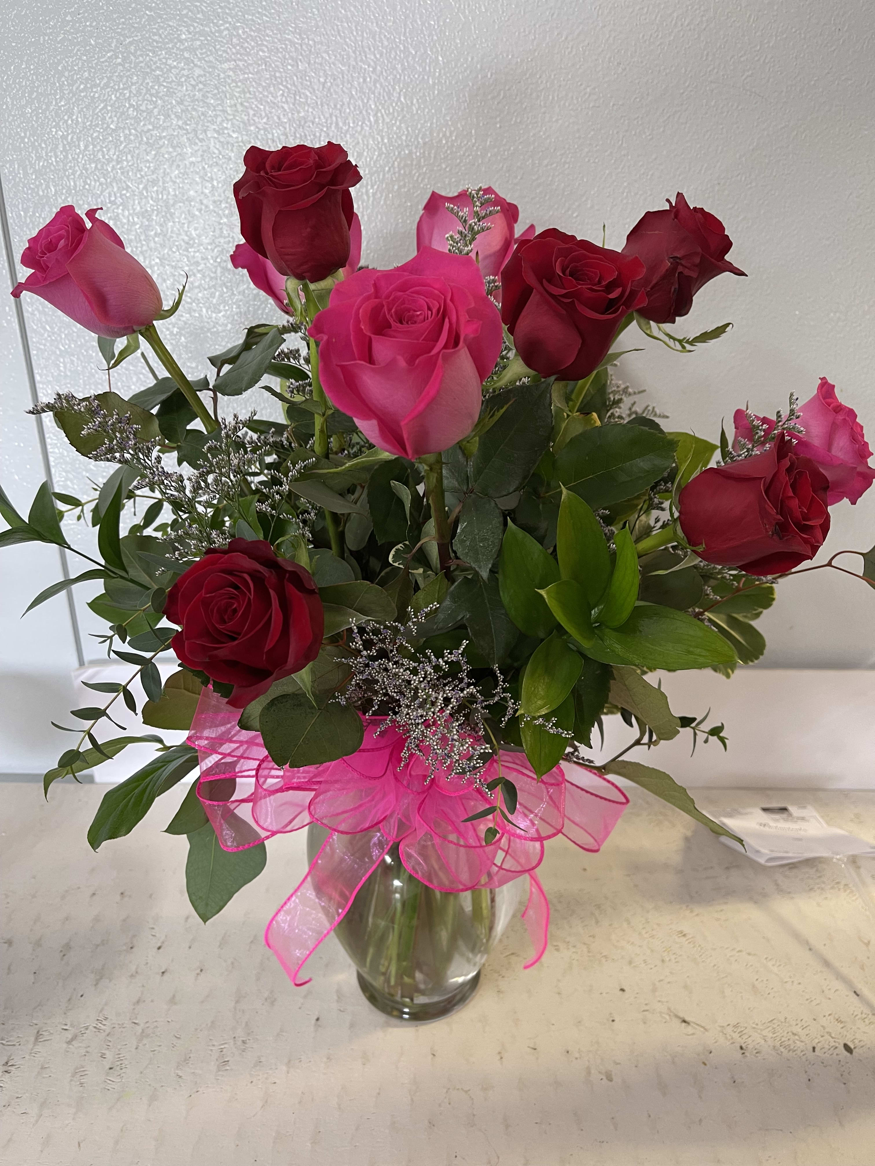 Hot Pink and Red Long Stem Roses in Naples, FL | Botanicals On The Gulf