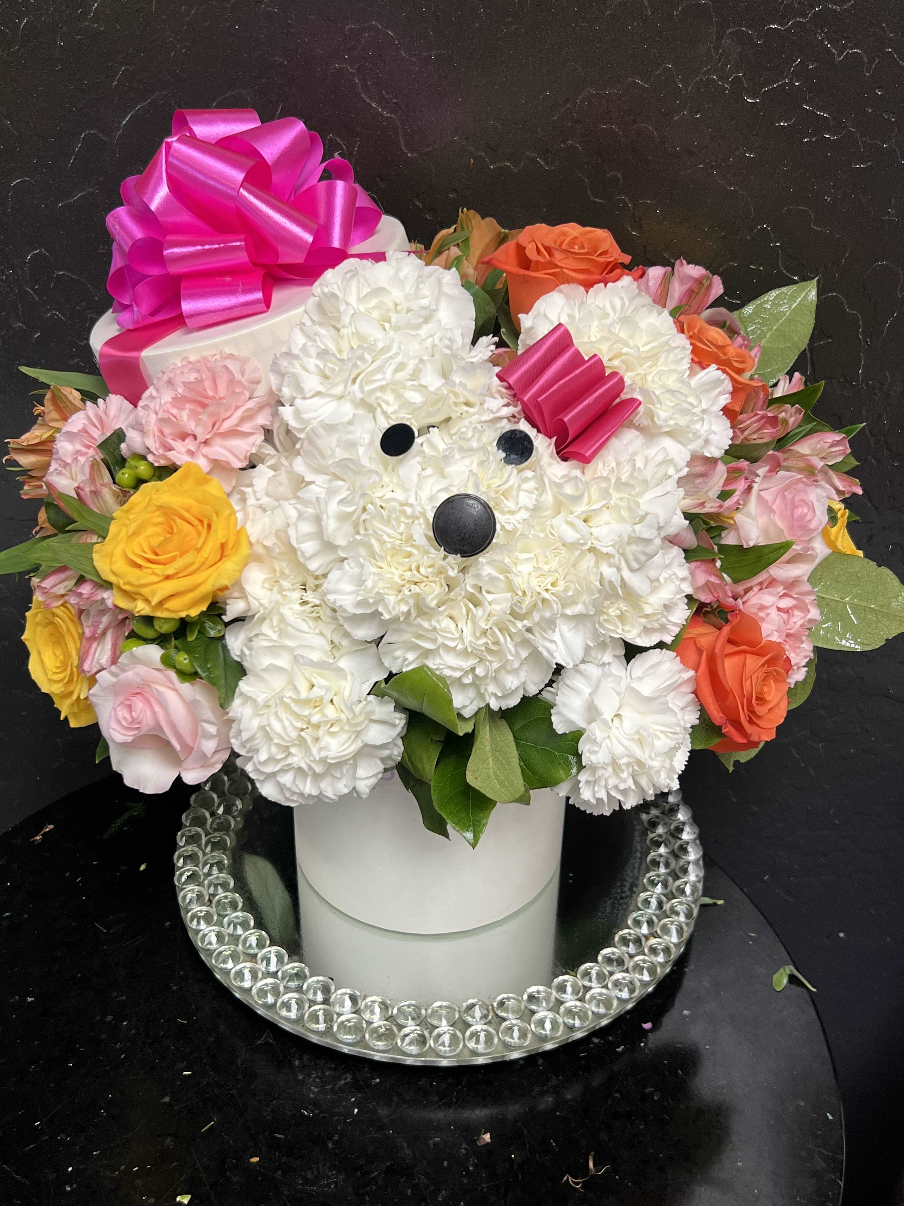 Colorful Pooch Bouquet by Infinity Floral Designs
