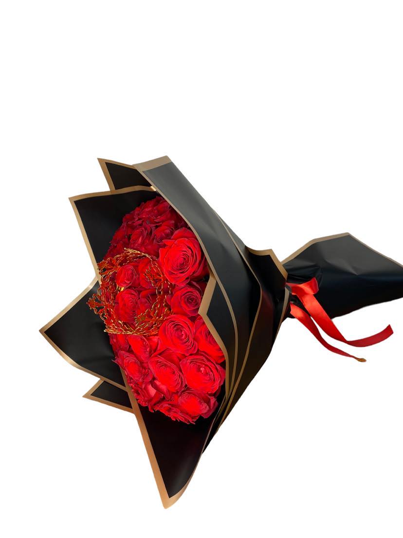 Buchon 50 Red Roses Wrapped in Fresno, CA | Prestigio Flowers