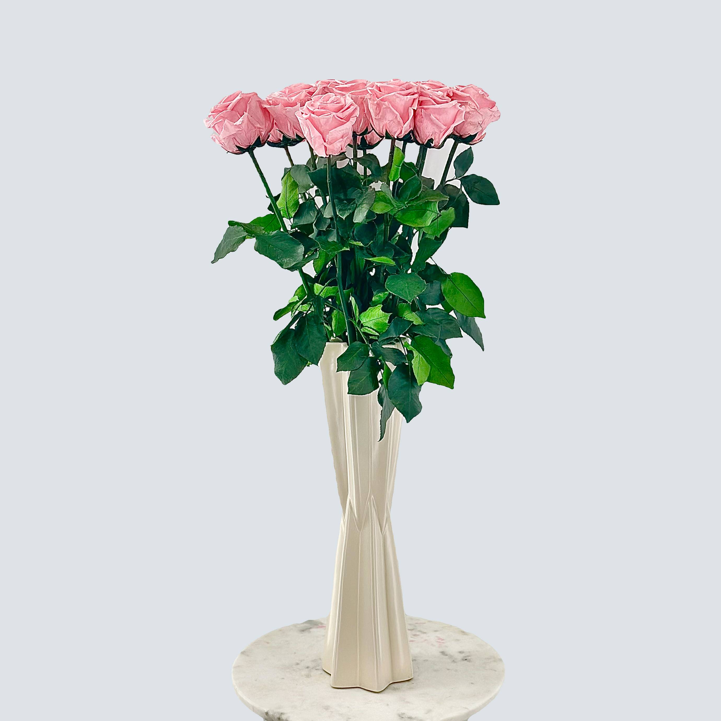 Preserved long stem roses in pink by La Fleur Eclose