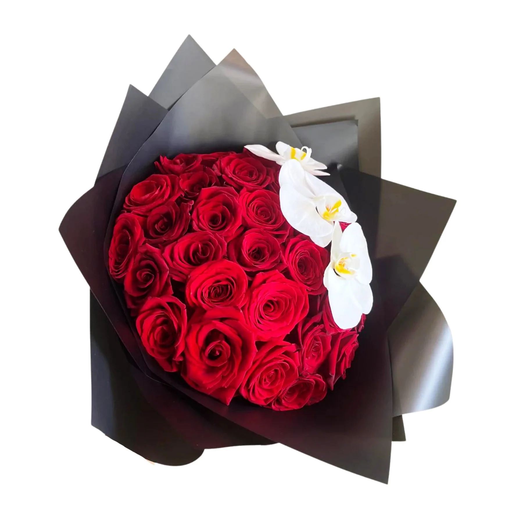 2 DOZEN RED ROSES + ORCHIDS BOUQUET in Miami, FL | Marina Luxury Roses