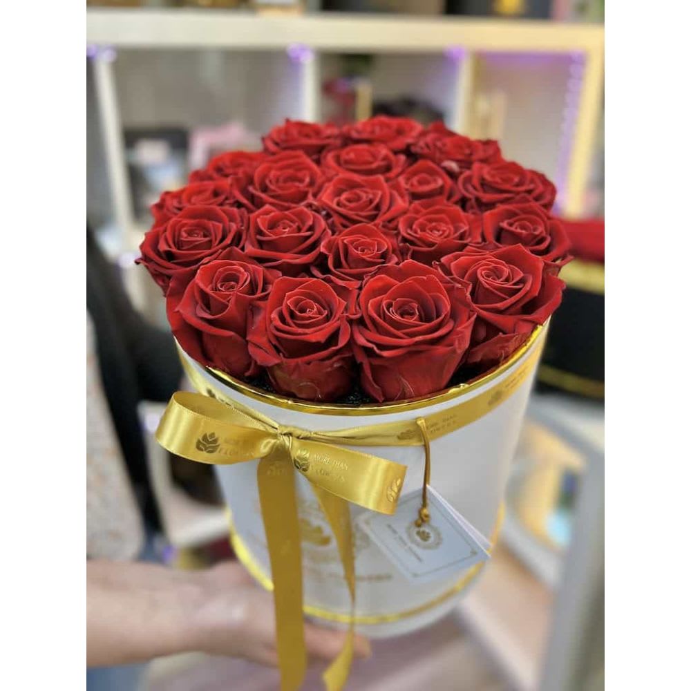 Eternal Roses Round Box - White Box, Red in Miami, FL | More Than Flowers