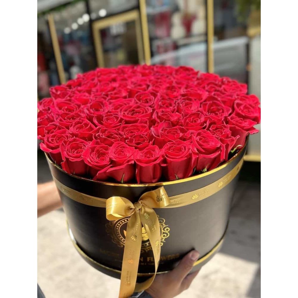 Rose Coliseum Hat Box - Black Box, Red in Miami, FL | More Than Flowers
