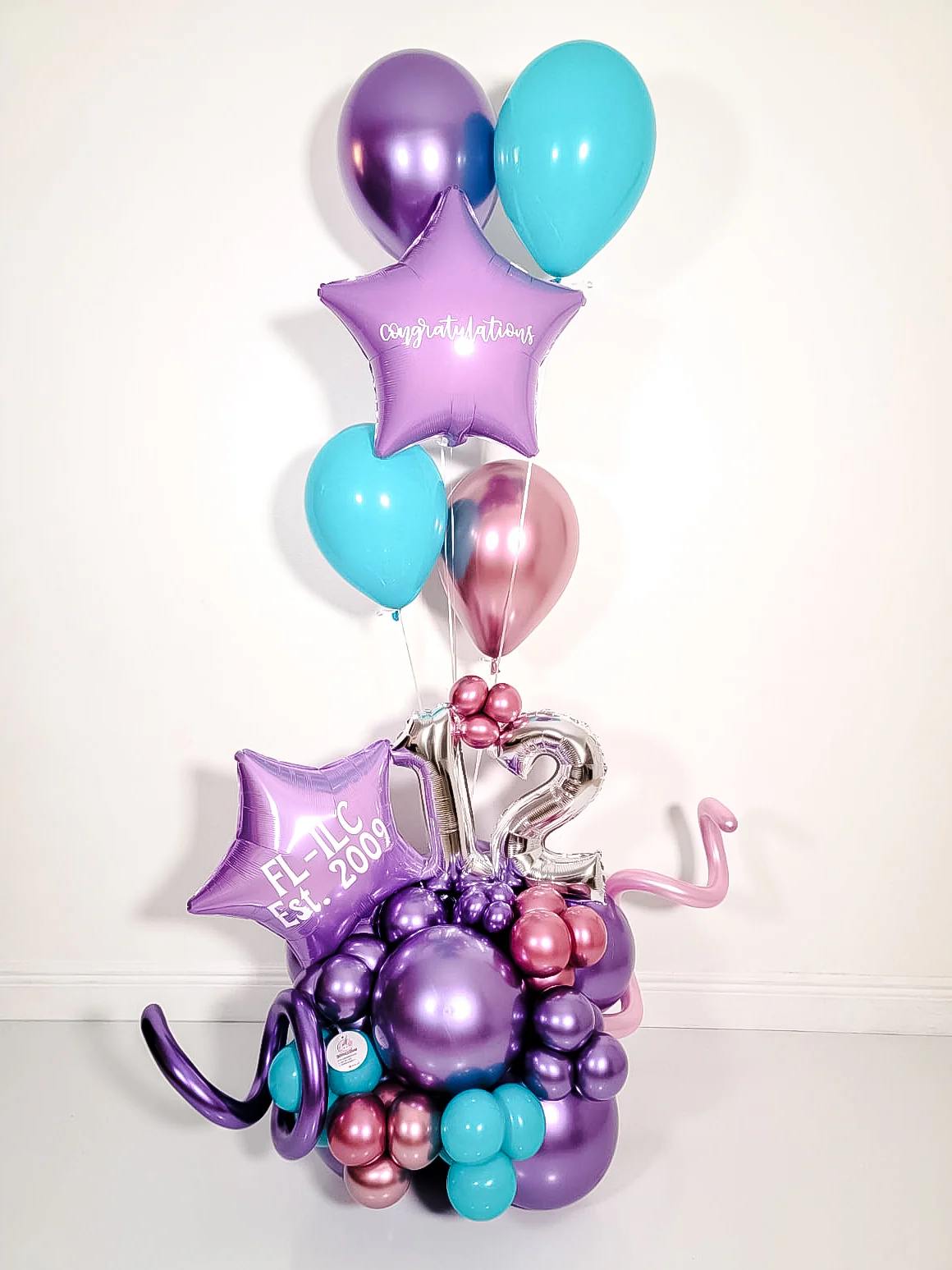 Congratulation Mini Balloon Bouquet in Miami, FL | Marina Luxury Roses