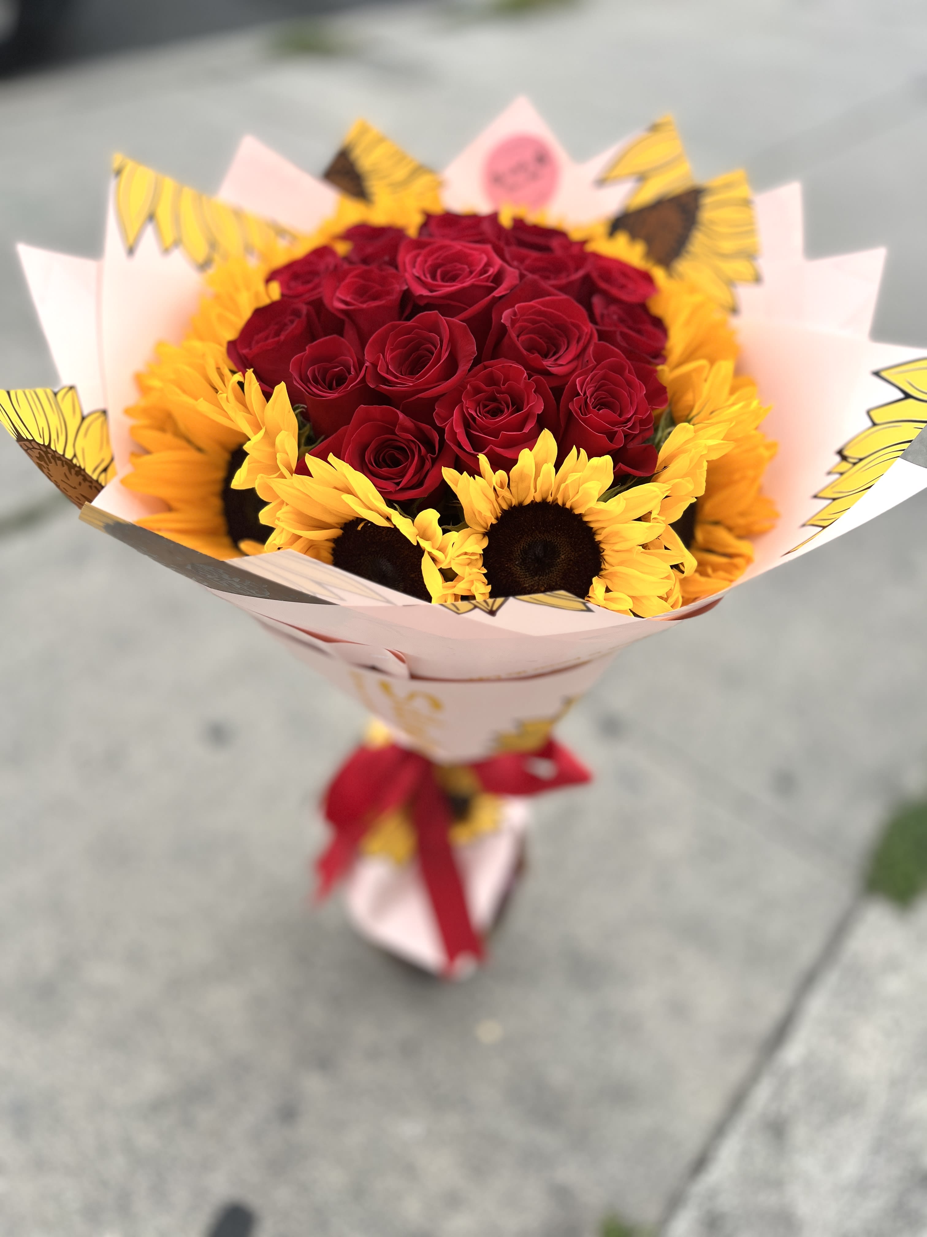 Sunflowers And Red Roses Bouquet in East Rancho Dominguez CA Arleth s Flower Shop